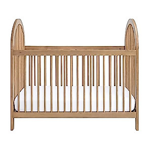 Oxford Baby Everlee Modern High Arch 3-in-1 Convertible Island Crib with Round Spindles, Honey Wood