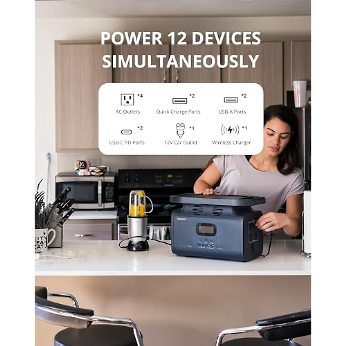 GROWATT Portable Power Station INFINITY 1500, Solar Generator, 1512Wh Large Capacity, 4 x 110V/2000W AC Outlets (4000W Peak), Fast Wall/Solar Charge, Emergency Power Backup for Home/Outdoor Camping/RV