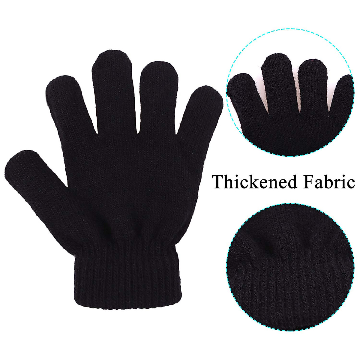 Cooraby 2 Pairs Kid's Thick Magic Gloves Toddler Winter Stretchy Warm Full Fingers Gloves Mittens