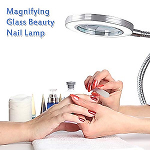 Sanmenxiadongjun LED Magnifying Lamp 8X Glass Metal Swing Arm Desk Lamp 360° Adjustable Gooseneck & USB Charge with Good Eye Protection for Reading Office Work Tattoo Nail Art