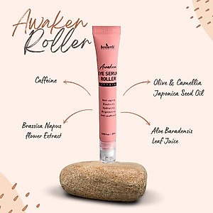 Beaueli Eye Roller and Caffeine Eye Serum - Anti Aging Skin Care with Hyaluronic Acid Niacinamide Peptide - Dark Circles Puffiness - Under Eye Bags - Wrinkles Eye Cream Massager (0.7 fl oz)