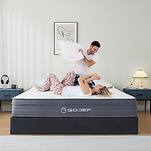 Gojef Full Size Mattress, 12 Inch Full Mattress, Hybrid Mattress in a Box with Independent Spring, Soft and Comfortable, Pressure Relief, CertiPUR-US Certified, Medium