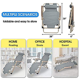 Livebest Set of 2 Lounge Chairs Folding Cot 2-in-1 Portable Reclining Beach Chair for Yard Garden Pool