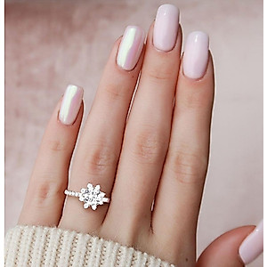 TIGRADE 1.25CT Bridal Ring Sets Round CZ Engagement Rings Promise Rings for her Wedding Bands for Women Size 4-11, Silver, Size 6.5