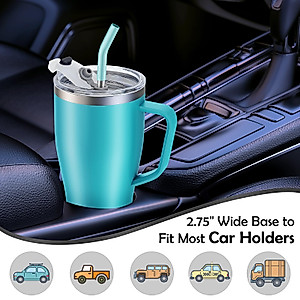 Hamino 30 oz Tumbler with Lid and Straw Handle, Double-Wall Vacuum Travel Coffee Mug with Handle, Stainless Steel Insulated Coffee Tumbler Mug Cup for Office Travel Car HOT COLD Drinks (Tiffany-Blue)