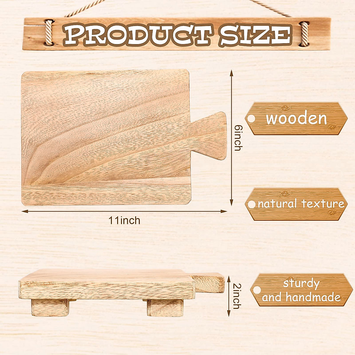 Wood Pedestal Stand Riser Wood Footed Tray for Bathroom Home Kitchen Wooden Soap Holder for Bottles Plant Makeup Tissues Candles Guest Jewelry Soap(Elegant Color, 1.57 x 6 x 11 Inch)