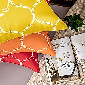 ANRODUO Pack of 2 Outdoor Waterproof Throw Pillow Covers Solid Decorative Garden Cushion Sham Outside Lumbar Pillowcase for Patio Balcony Bench Couch 12 x 20 Inch Orange