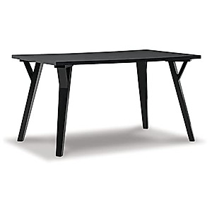 Signature Design by Ashley Otaska Mid Century Modern Rectangular Dining Room Table, Black