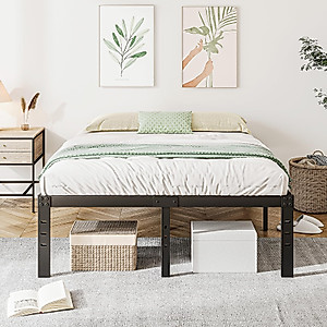 Bednowitz King Size Bed Frame, 18 Inch High Metal Bed Frame, Noise-Free Platform Bed No Box Spring Needed, 4000lbs Heavy Duty Support Mattress Foundation, Easy Assembly, Black