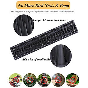 Bird Spikes, 20 Pack Pigeon Spikes, High Thorn Bird Spikes for Outside, Bird Deterrent for Small Bird Cat Squirrel, Easy Installation Bird Deterrent Spikes use for Balcony Courtyard Outdoor Roof