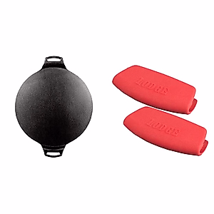 Lodge 15-Inch Cast Iron Pizza Pan and Silicone Grips Bundle