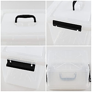 Utiao Plastic Bin with Lid, Mixed Size Latching Storage Box, 2 Packs, 6 Quart & 12 Quart
