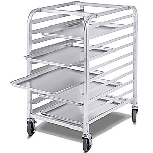 Giantex 10 Tier Aluminum Bakery Rack Home Commercial Kitchen Bun Pan Sheet Rack Mobile Sheet Pan Racking Trolley Storage Cooling Rack w/Lockable Casters