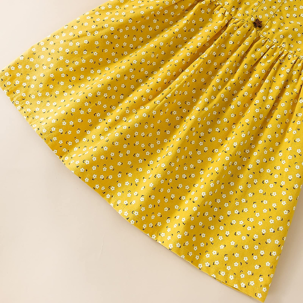 VINUOKER Toddler Baby Girls Floral Dress Long Sleeve Cotton Dress Fall Winter Midi Dress Little Girl Dress 2-7 Years Yellow