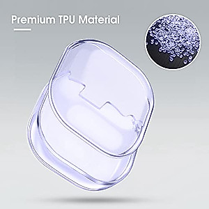 Fintie Case for Samsung Galaxy Buds 2 Pro (2022) / Galaxy Buds 2 (2021) / Galaxy Buds Pro (2021) / Galaxy Buds Live (2020) - Soft TPU Clear Anti-Scratch Protective Cover with Carabiner, Crystal Purple