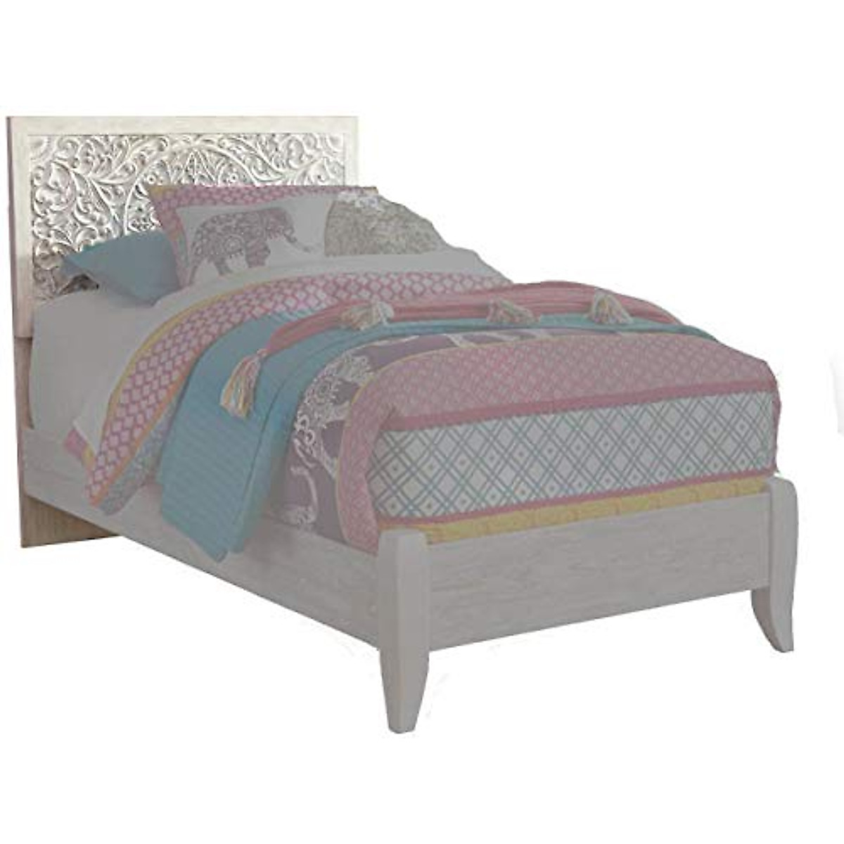 Signature Design By Ashley Paxberry Twin Boho Headboard, Distressed White