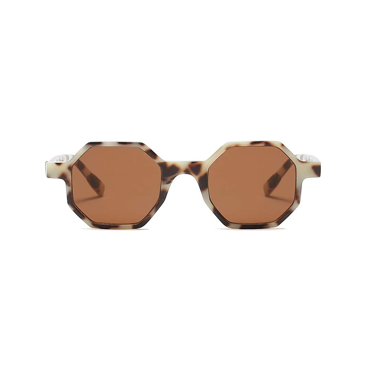 Freckles Mark Retro Hexagon Sunglasses for Men Women Vintage Small Square Glasses (Brown/Tortoise)