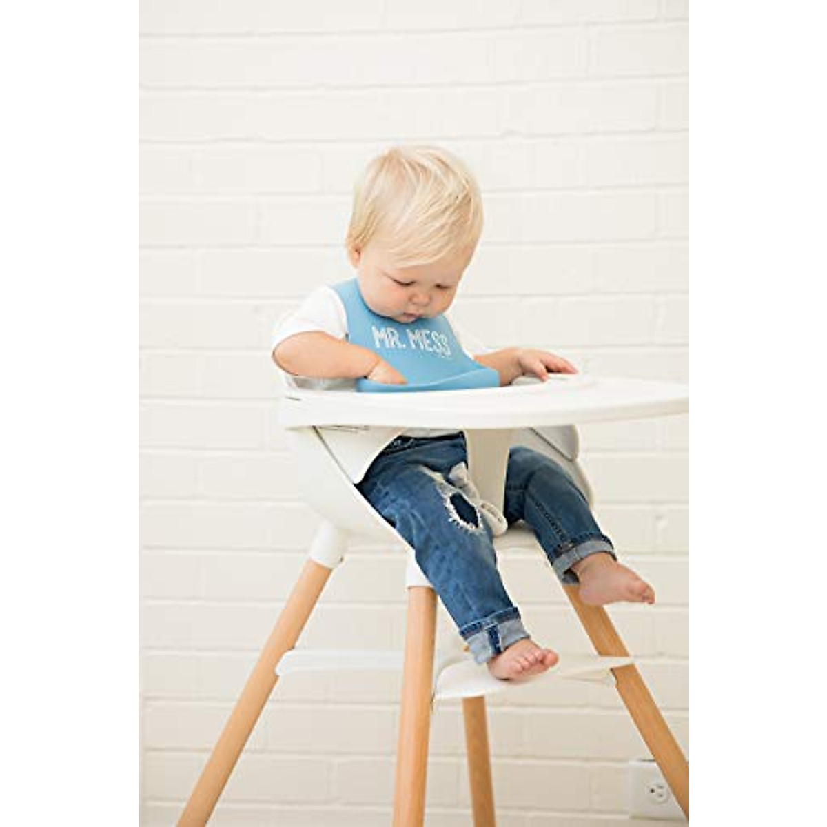 BELLA TUNNO Wonder Bib - Adjustable Silicone Baby Bibs for Boys, Durable and Waterproof BPA Free Silicone, Mr.Mess