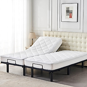 Kingnex Split California King Mattress Topper for Adjustable Bed 2 Cali Twin XL 36x84 Fluffy Matress Cover Quilted Fitted Mattress Pad with Deep Pocket