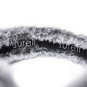 surell Faux Rex Earmuff with Halo Band - Fake Fur Winter Accessory - Warm Fashion Ear Muff - Stylish Ear Warmers - Soft Fuzzy Headwarmer - Fluffy Headwear - (Black Frost)