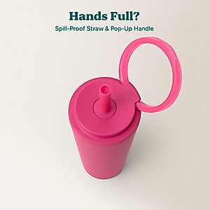 Reduce Halo 32 oz Stainless Steel Vacuum Insulated Tumbler - Spill Proof Travel Mug with Flip Handle Lid - Keeps Drinks Cold for 32 Hrs - Dishwasher Safe - Cupholder Friendly - Dragon Fruit