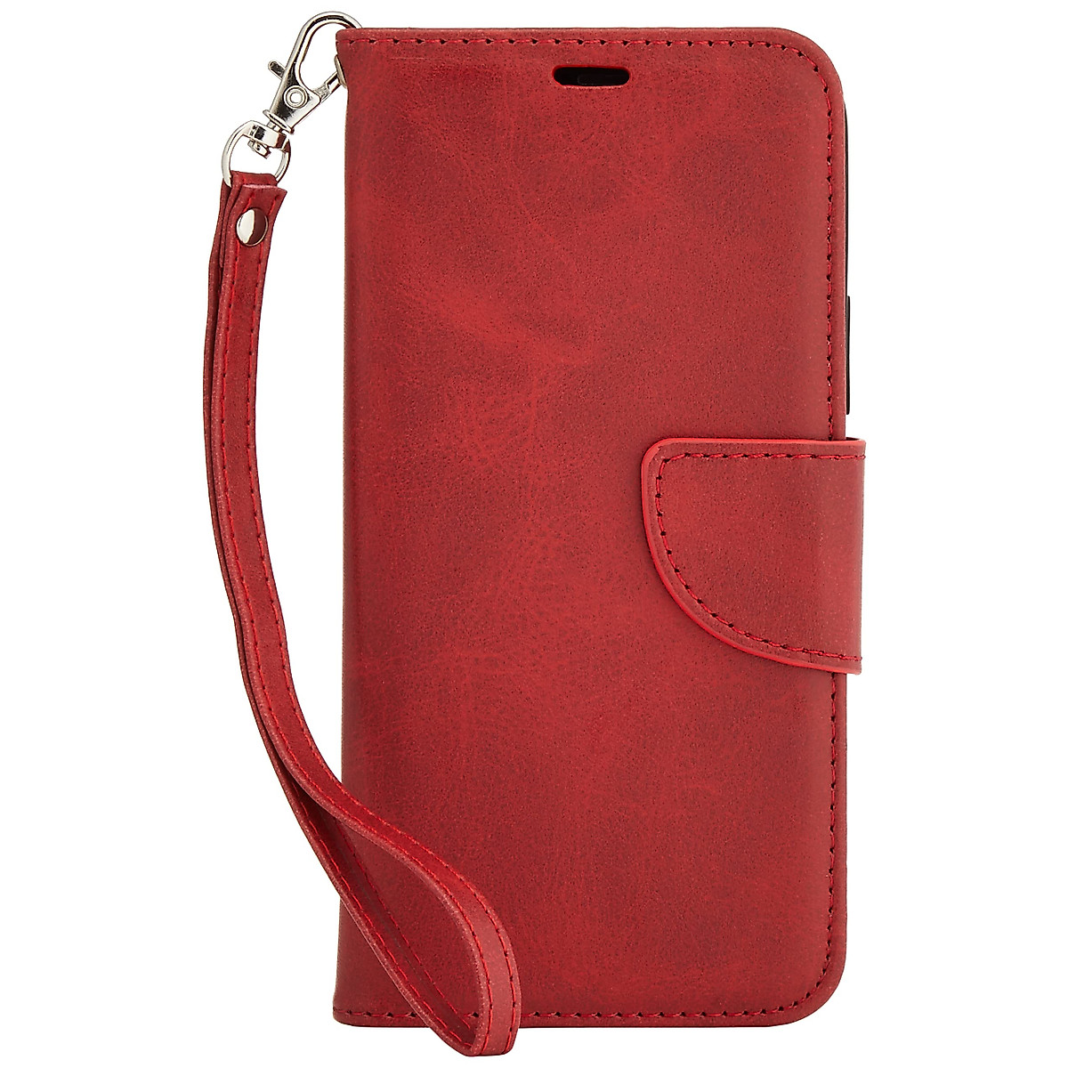 Glow Co, Ltd. iPhone 12 Notebook Type Case with Strap, Red, Tempered Glass & Stylus Pen Included 407-1-02