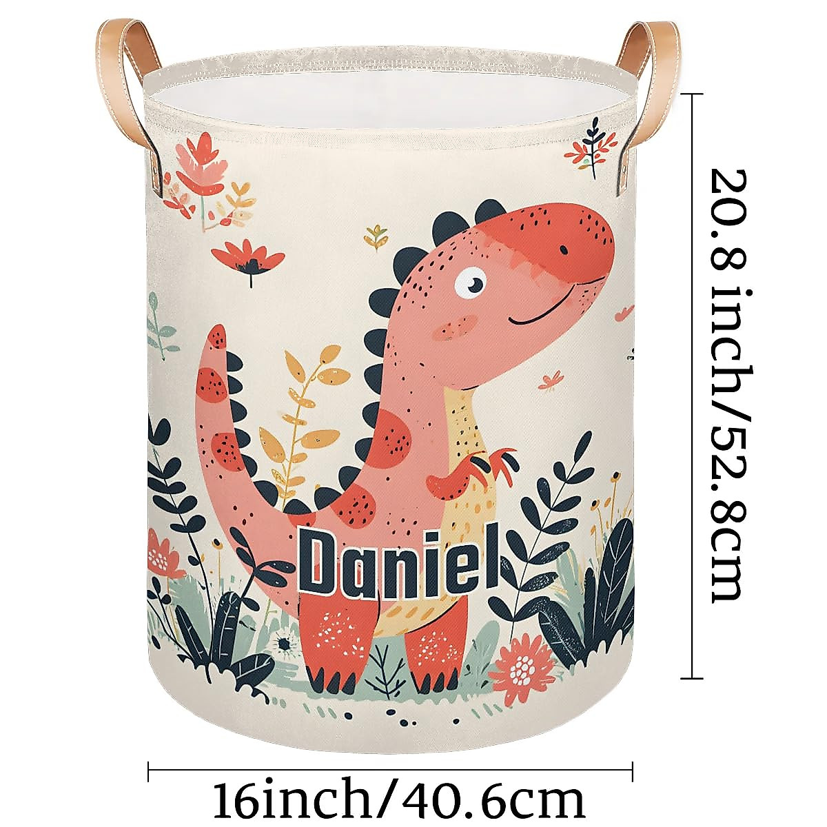 Custom Laundry Hamper Toy Organization Basket with Name Foldable Clothes Storage Basket for Boys and Girls Dinosaur