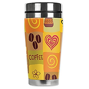 Mugzie "I Love Coffee" Stainless Steel Travel Mug with Insulated Wetsuit Cover, 20 oz, Black