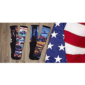 Jeep Crew Socks-1 Pair Pack-Lightweight Cushioned Comfort, Black (Vintage Ads), Women's Shoe Size 5-10