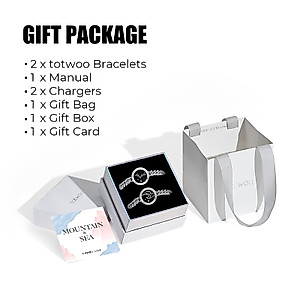 TOTWOO Long Distance Bracelets for Couples, Vibration & Light Up Bracelet, Montain & Sea Long Distance Relationship Gifts for Girlfriend Boyfriend, Bluetooth Smart Pairing Jewelry (Cuban Chain | Silver Silver)