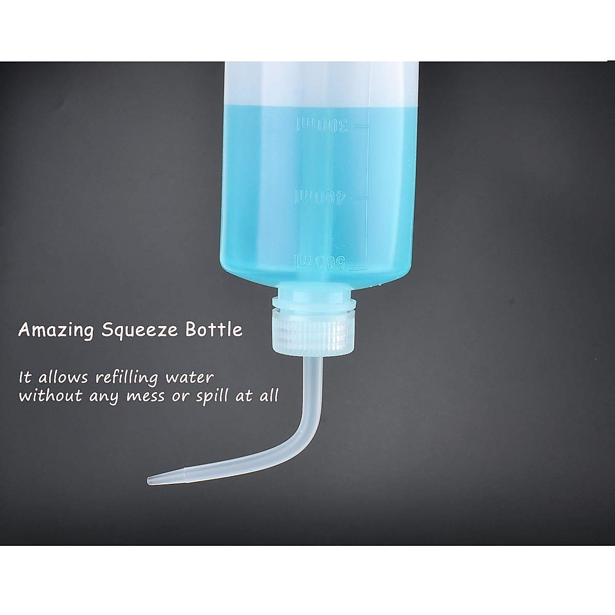 Valchoose 2Pack 500ml Squeeze Bottle 16.9oz, No Spill Wash Bottles Large with Handy Measurement Lines, Wash Bottles Squeeze Spout Flowing Well