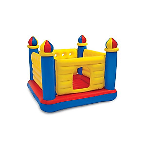 Intex Jump-O-Lene Castle, Kids Inflatable Bounce House for Ages 3-6, Indoor/Outdoor 69" L x 69" W x 53" H Trampoline Casle Bouncer, Wholesalehome Beach Ball Included