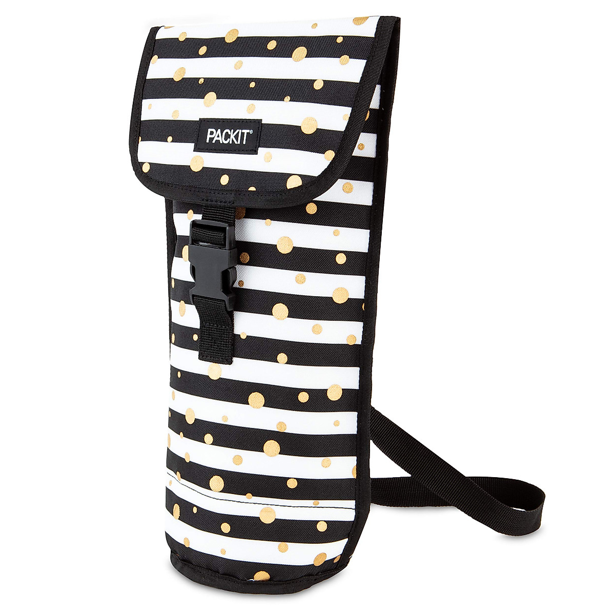 PackIt Freezable Wine Bag, Celebration Dot, Built with EcoFreeze Technology, Foldable, Reusable, Shoulder Strap with Buckle Closure, Perfect for Adults and Drinks On-the-Go