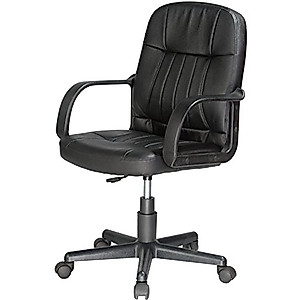 Comfort Products Mid-Back Leather Office Chair, Black