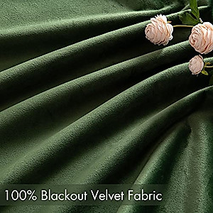 MIULEE Olive Green Velvet Curtains 96 inches Long and 100% Blackout Velvet Curtains