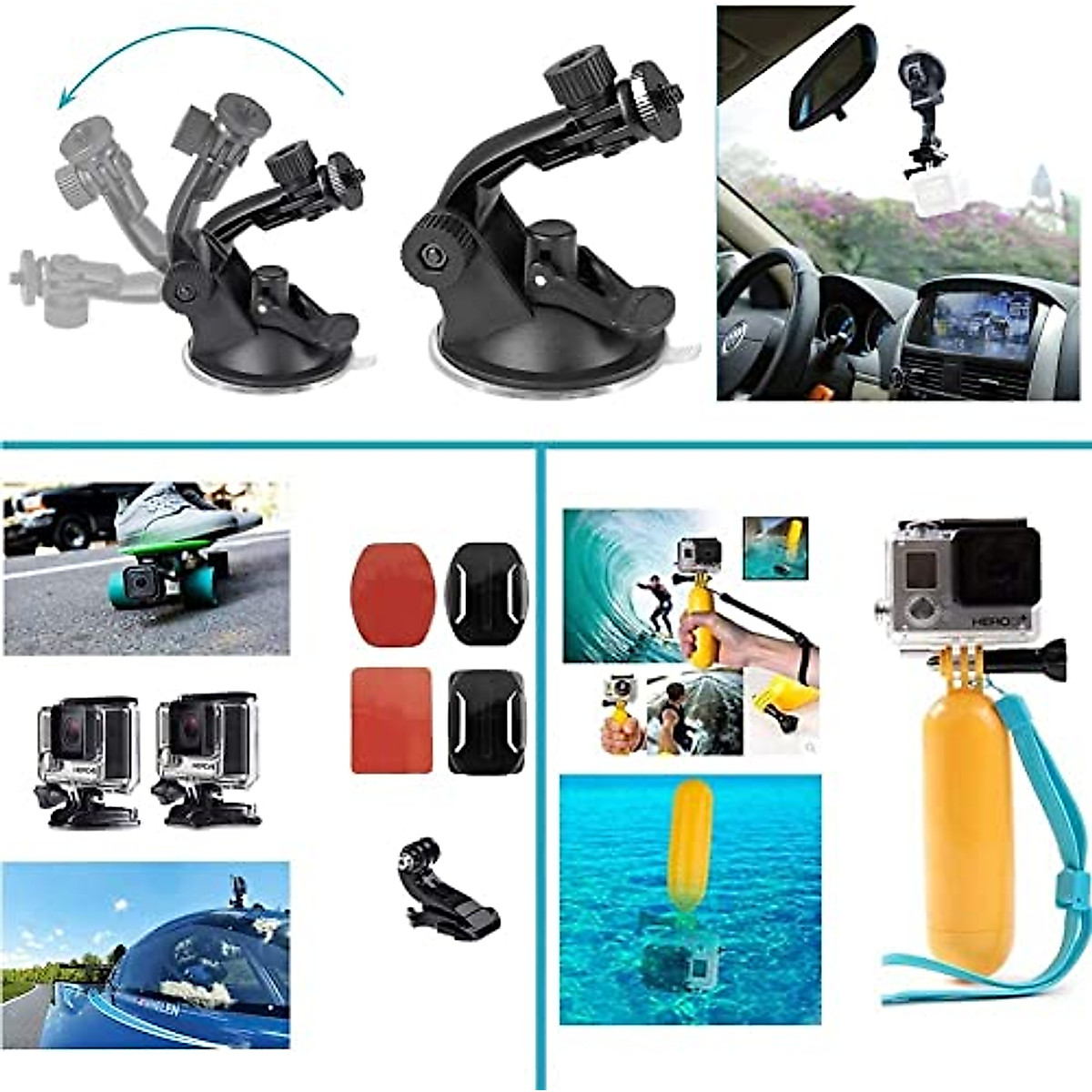 TANSUO 13-in-1 Accessories for Gopro, Action Camera Accessory Kit Compatible with GoPro Hero 11 10 9 8 Max 7 6 5 4 Black SJ4000 and Other Sports Cameras