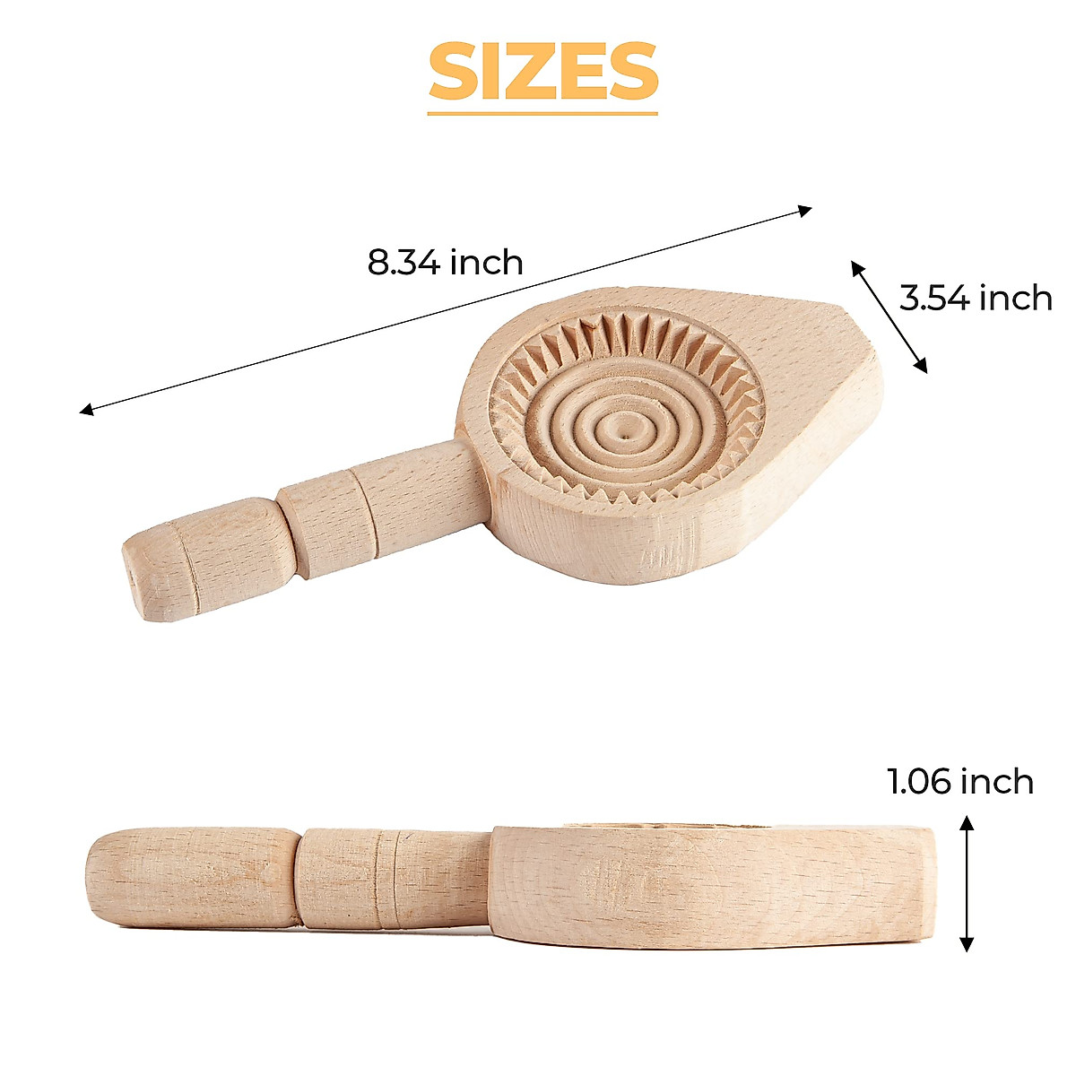 Onart Home - Wooden Cookie Molds for Baking | Traditional Handmade Maamoul Molds | Biscuit Cake Pastry Sweet Cookie Cutter | Mid-Autumn Festival Practical Hand Pressed Cake Mold