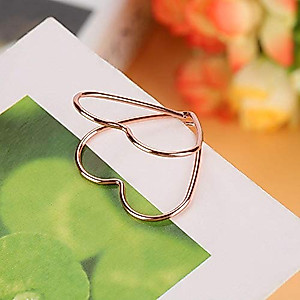 5pcs Paper Clips Rose Gold Color Metal Electroplating Heart Shape Page Marker Funny Bookmark Clip for Office Supplier School Student