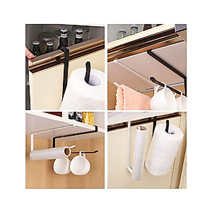 DS. DISTINCTIVE STYLE Paper Towel Holder Under Cabinet Door No Drilling Durable Paper Rolls Rack for Kitchen, Bathroom and RV Storage (Black)