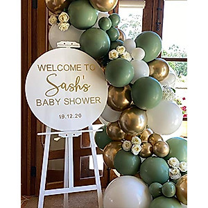 136 PCS Sage Green Ivory White Balloon Garland Arch Kit, Sage Olive Green Ivory White Balloons Decor, Jungle Safari Tropical Baby Shower Birthday Wedding Theme Party Decorations Supplies for Boys