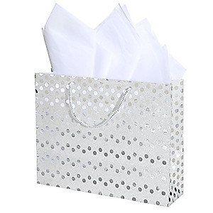 15 X 12 inch Medium Glitter Polka Dots Pattern Gift Wrap Bags in Assorted Colors, Set of 3