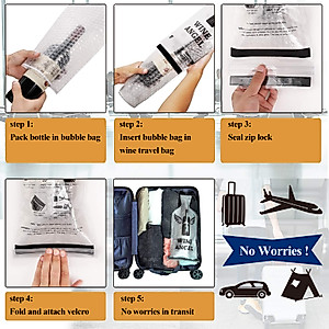 [UPGRADED PROTECTION] 4 Set (8 pcs) Reusable Wine Bags for Travel, Wine Protector Sleeve Case, Airplane Car Cruise TRIPLE Luggage Leak-proof Safety Impact Resist