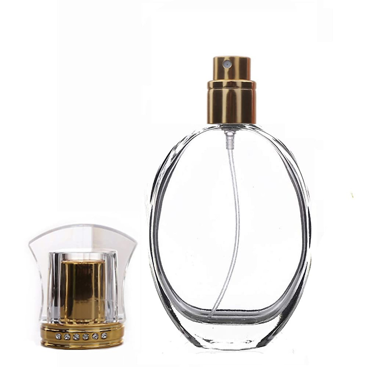 JJKMALL 50ml 1.7 oz Vintage Oval Shape Spray Bottle Refillable Crystal Glass Atomizer Empty Fine Mist Spray Perfume Bottles 1pc Funnel Filler 1PC 3ml Dropper 1pc Storage Gift Bag