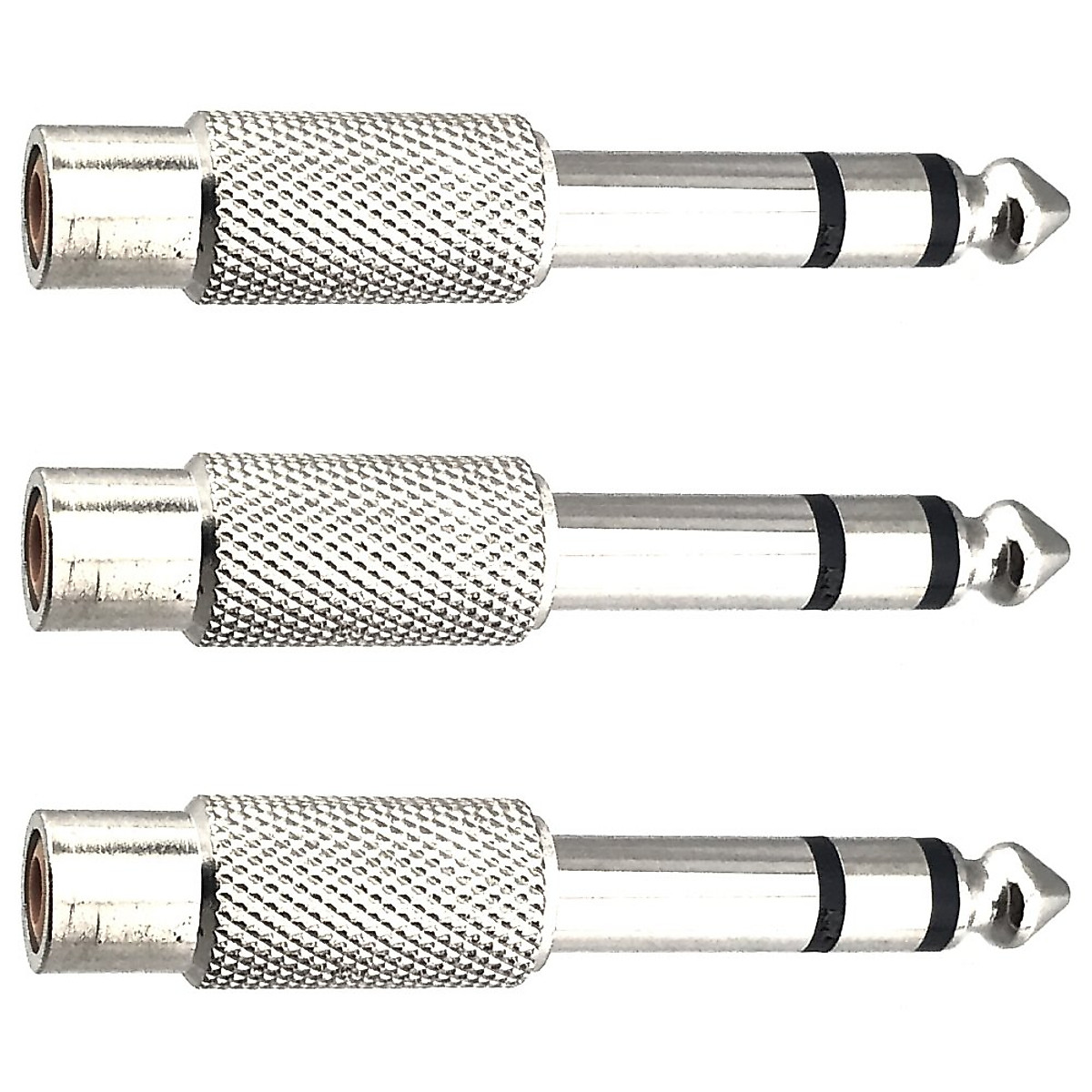 CESS RCA Female Jack to 1/4 Inch TRS Stereo Plug Adapter - RCA to 6.35mm (3 Pack)