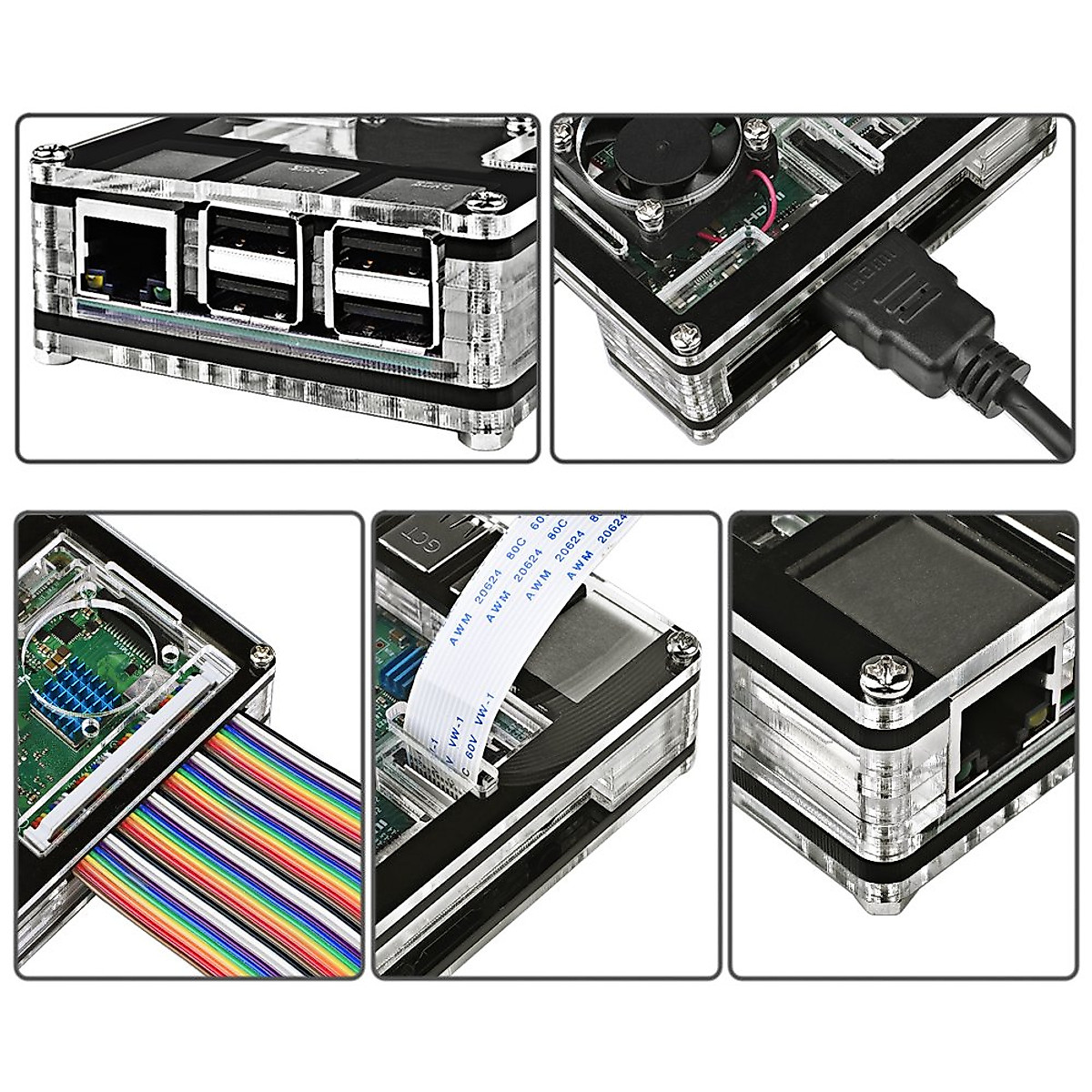 Miuzei Raspberry Pi 3 B+ Case with Fan Cooling Pi 3B Case with 3 Pcs Heat-Sinks 5V 3A Power Supply for Raspberry Pi 3 B+ (B Plus) 3B (No Raspberry Pi Board)
