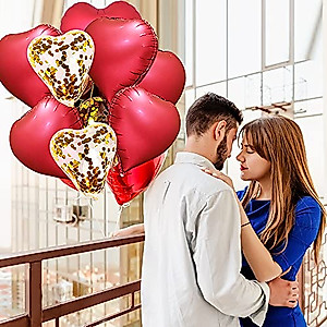 Red Heart Shaped Foil Balloons for Valentine's Day Engagement Wedding Party Decorations(18inch)