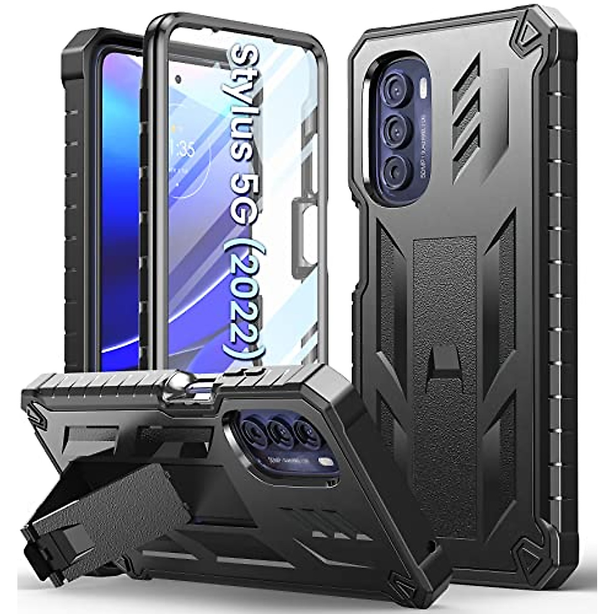 SOiOS for Moto G-Stylus 5G 2022 Case: Shockproof Rugged Protection Cover with Kickstand | Matte Textured Drop Proof TPU | Military Grade Protective Phone Case for Motorola G Stylus 5G 2022(NOT 4G)