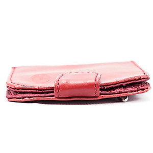 Big Skinny Women's Taxicat Leather Bi-Fold Slim Wallet, Holds Up to 25 Cards, Red