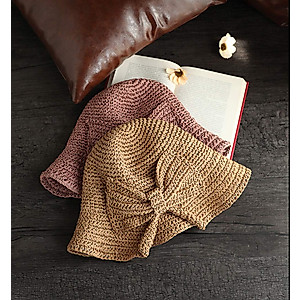 Womens Summer Sun Beach Straw Hat UPF50 Travel Foldable Wide Brim Summer UV Hat with Big Bow (Coffee)