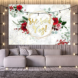 She Said Yes Backdrop, Floral Bridal Shower Bachelorette Party Photography Background Wall Banner, Bride to Be Engagement Just Engaged Party Decorations Supplies, 6x4ft